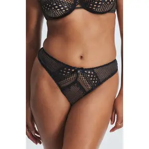 SAVAGE X FENTY Starlet Nights Brazilian Briefs - Black Caviar/ Black Foil