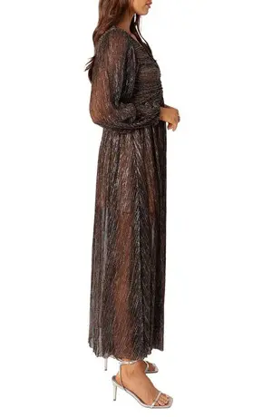 PETAL & PUP Lustre Long Sleeve Midi Dress