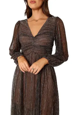 PETAL & PUP Lustre Long Sleeve Midi Dress