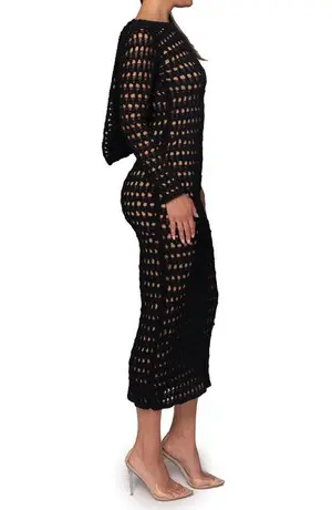 JLUXLABEL Serene Wonders Open Stitch Long Sleeve Dress