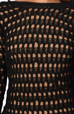 JLUXLABEL Serene Wonders Open Stitch Long Sleeve Dress