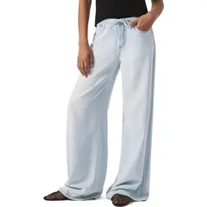 Splendid Lounge Denim Wide Leg Pants - Bleached Indigo