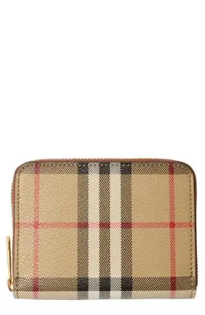 Burberry Small Check Leather Zip Wallet - Archive Beige