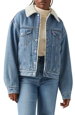 LEVI'S 90s Faux Shearling Lined Denim Trucker Jacket - Inner Adventurer