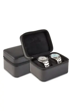 BEY-BERK Matteo Leather Watch Case - Black