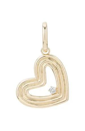Adina Reyter Groovy Heart Charm Pendant - Yellow Gold/ Diamond