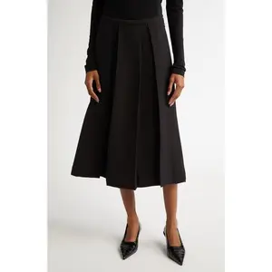 Black Pleated Midi Skirts