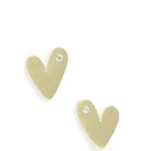 Meira T Diamond Heart Stud Earrings - Yellow