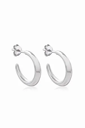 ASTOR & ORION Crescent Hoop Earrings - Silver