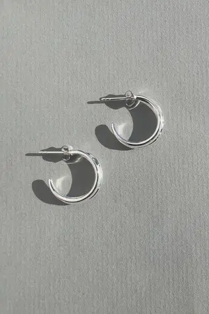 ASTOR & ORION Crescent Hoop Earrings - Silver