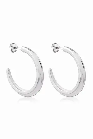 ASTOR & ORION Crescent Hoop Earrings - Silver
