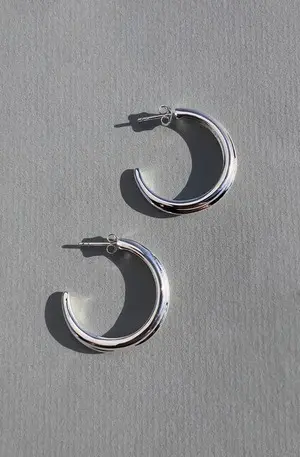 ASTOR & ORION Crescent Hoop Earrings - Silver