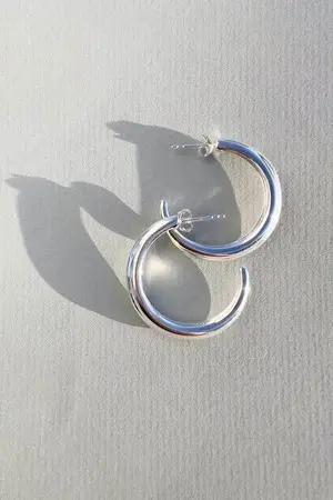 ASTOR & ORION Crescent Hoop Earrings - Silver