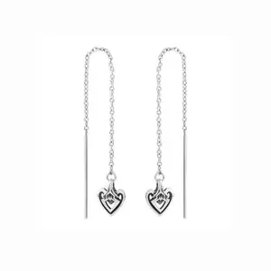 ASTOR & ORION Heart Threader Earrings - Silver