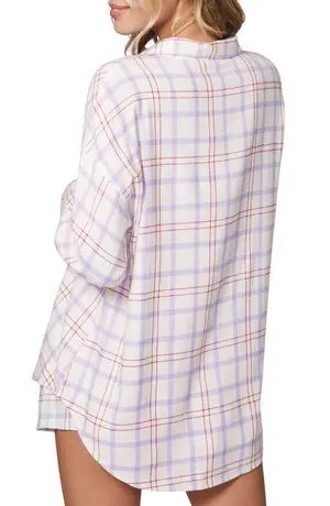 FLORENCE BY MILLS Cozy Flannel Sleep Shirt - Jet Stream Plaid