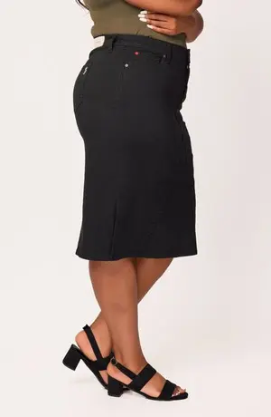 SLINK JEANS Denim Midi Skirt - Black