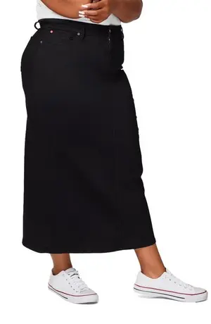 SLINK JEANS Denim Maxi Skirt - Black