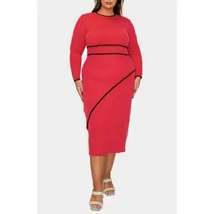 L I V D Elora Rib Sweater Dress - Red