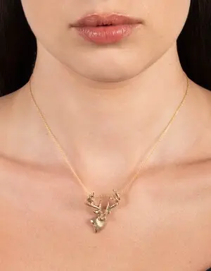 Alexis Bittar Vintage 1930s Deer Pendant Necklace - Gold