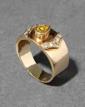 Alexis Bittar Vintage 1980s Cigar Band Ring - Gold
