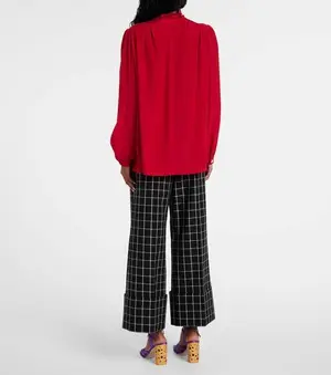 Valentino Garavani Ruffled Silk Crepe De Chine Blouse - Red