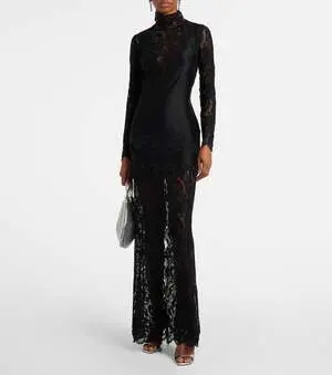 Rabanne Lace-trimmed Maxi Dress - Black