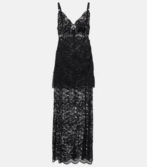 Rabanne Lace Maxi Dress - Black