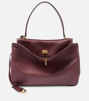 Balenciaga Rodeo Medium Leather Tote - Burgundy