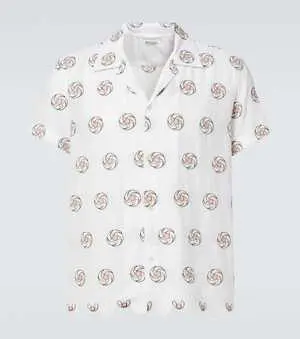 BODE Floral Aperture Scalloped Cotton Shirt