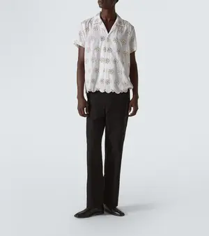 BODE Floral Aperture Scalloped Cotton Shirt