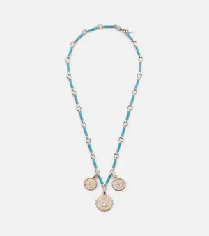 FOUNDRAE 18kt Yellow And Turquoise Charm Necklace With Diamonds - Gold