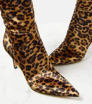 GIANVITO ROSSI 85 Leopard-print Velvet Knee-high Boots