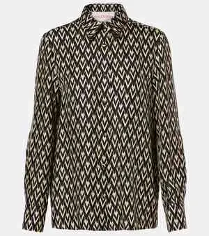 Valentino Garavani Toute La V Silk Twill Shirt - Black