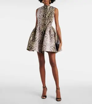Oscar De La Renta Snake-print Faille Minidress