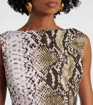 Oscar De La Renta Snake-print Faille Minidress
