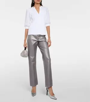 Veronica Beard Coralee Puff-sleeve Top - White