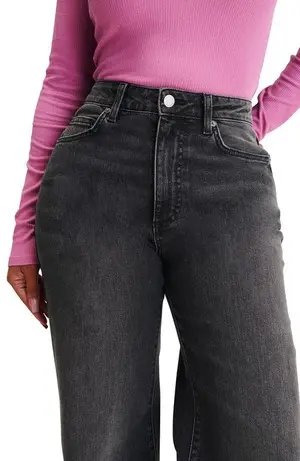 COTTON ON Curvy Straight Stretch Wide Jeans - Slate Black