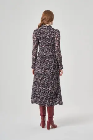 MIZALLE Patterned Crochet Midi Dress