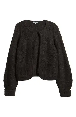 Wit & Wisdom Blouson Sleeve Cable Knit Cardigan - Black