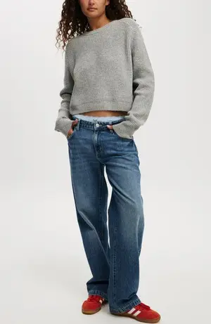 COTTON ON Rib Crop Crew Neck Sweater