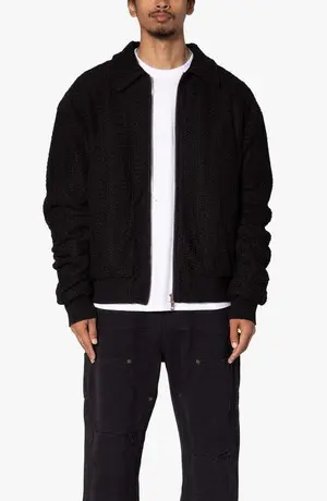 Mnml Open Stitch Knit Bomber Jacket