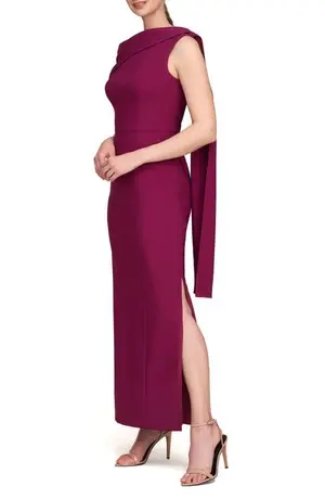 KAY UNGER Dominca Draped One-shoulder Gown