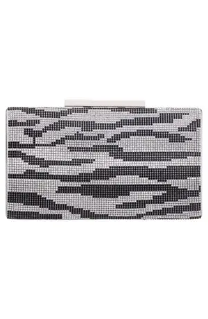 Nina Lea Frame Clutch - Black-white