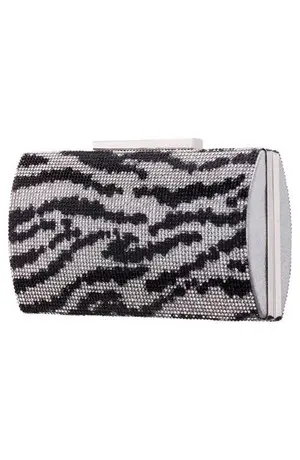Nina Lea Frame Clutch - Black-white