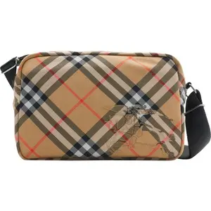 Burberry Equestrian Knight Check Crossbody Bag - Sand