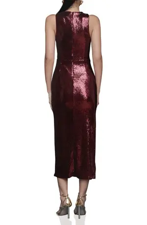 Avec Les Filles Sequin Slit Dress - Merlot