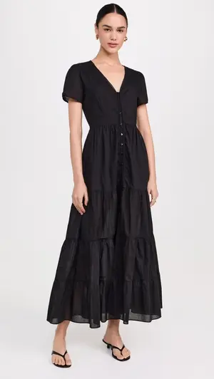 Playa Lucila Button Maxi Dress - Black