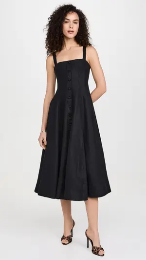Faithfull The Brand Corbiere Linen Dress - Black