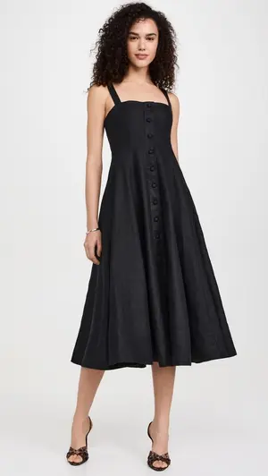Faithfull The Brand Corbiere Linen Dress - Black