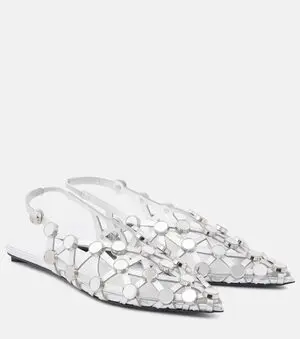 Attico Grid Leather Ballet Flats - Silver